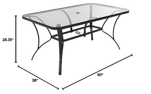 CoscoProducts COSCO 88646GLGE Paloma Patio Tempered Glass Top Dining Table, Gray