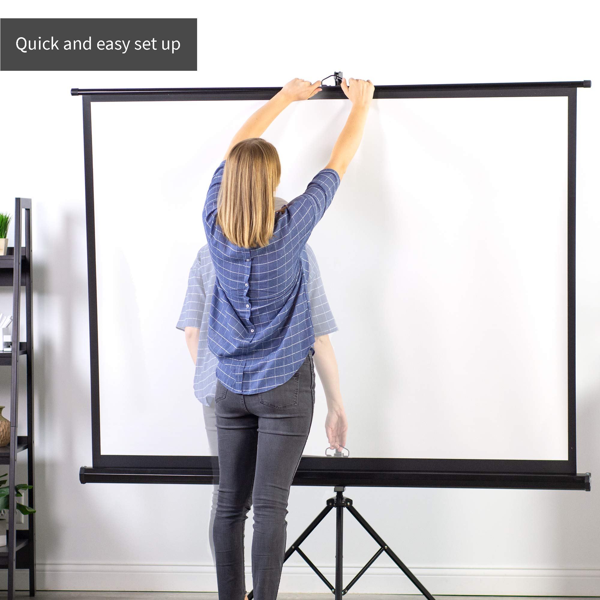 VIVO 100 inch Portable Indoor Outdoor Projector Screen, 100 Inch Diagonal Projection HD 4:3 Projection, 4K 3D 1080P HD Pull Up Foldable Stand Tripod, PS-T-100