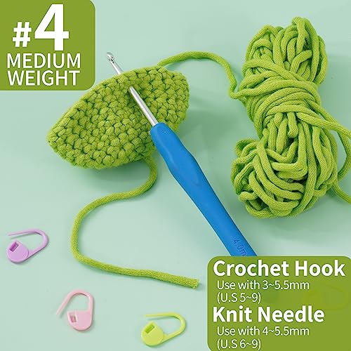 Crochet and Knitting Yarn for Beginners 3x1.76oz Yarn for Crocheting with Easy-to-See Stitches Chunky Cotton-Nylon Blend Easy Yarn Kit for Beginner Crocheting Set 262 Yards, Yellow&White&Orange
