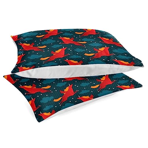 DragonBtu Unicorns Red 3 Piece with 2 Pillow Shams Comfortable Print Bedding Set Soft Comforter Cover Set for Women Girl