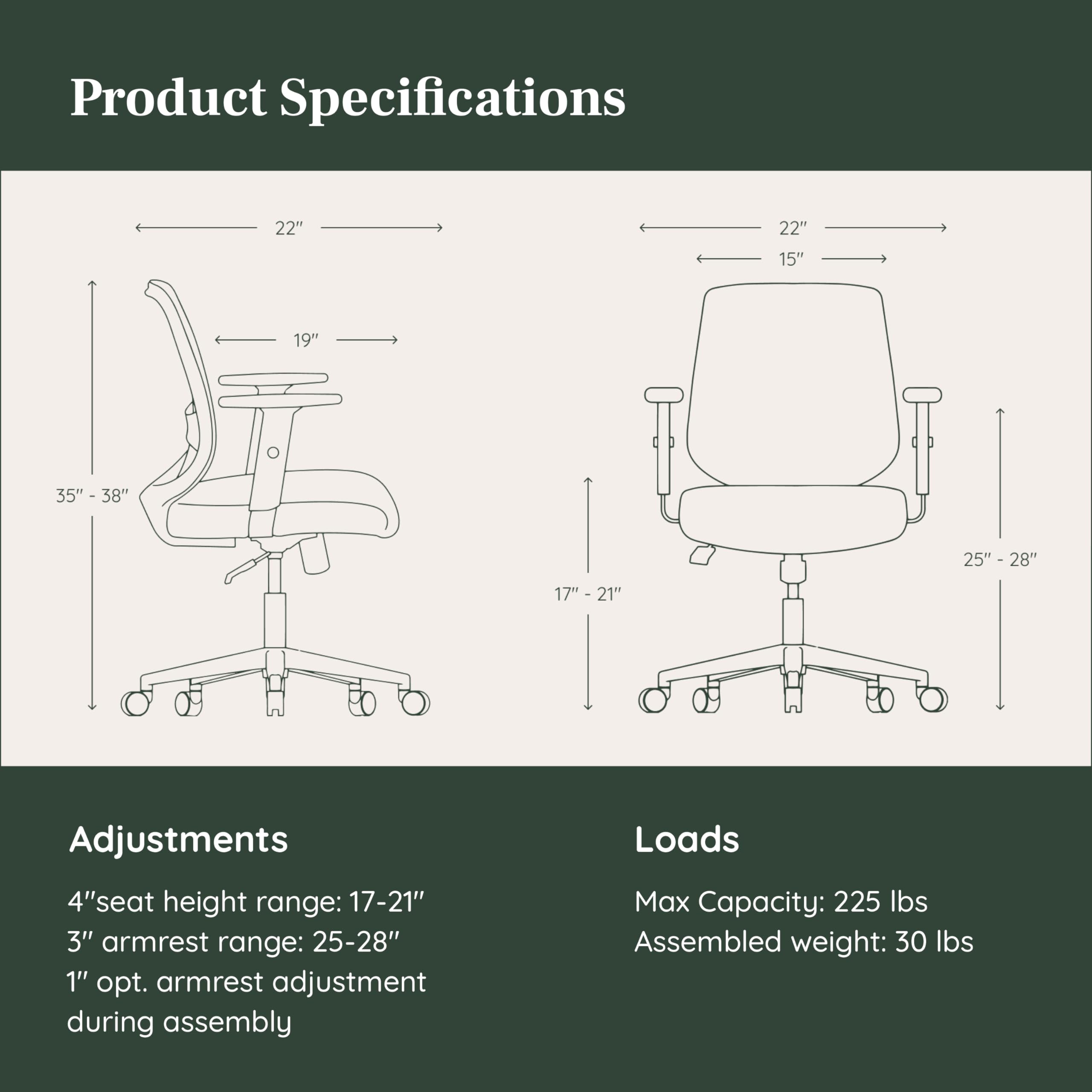 Branch Daily Chair - Vegan Leather Office Chair with Swivel, Lumbar Rest, and Adjustable Armrests - Comfortable Seating for Improved Posture and Productivity - Dune