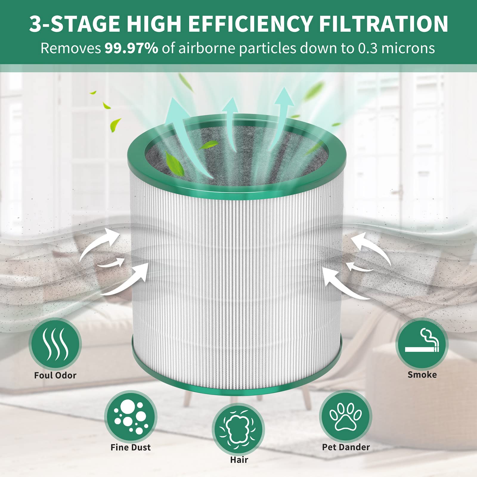 EGR Air Purifier & Fan Filter Replacements Compatible with Dyson Pure Cool Link TP01, TP02, TP03, AM11, BP01 Models, 2 Pack