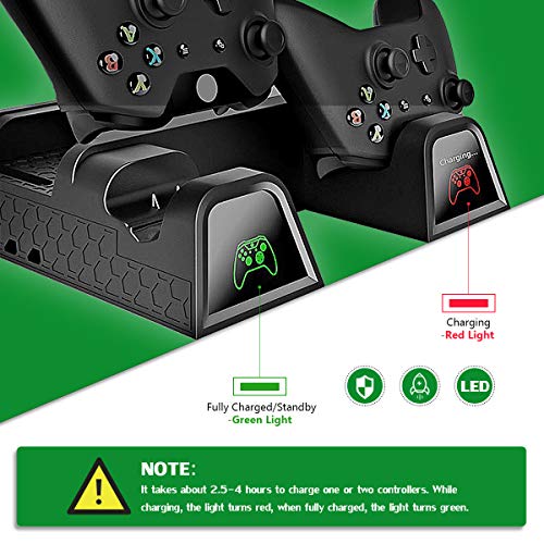 Cooling Stand for Xbox One/One S/One X, CTPOWER Vertical Charging Station with 2 Pack 600mAh Batteries, Games Storage, Dual Controller Charging Station