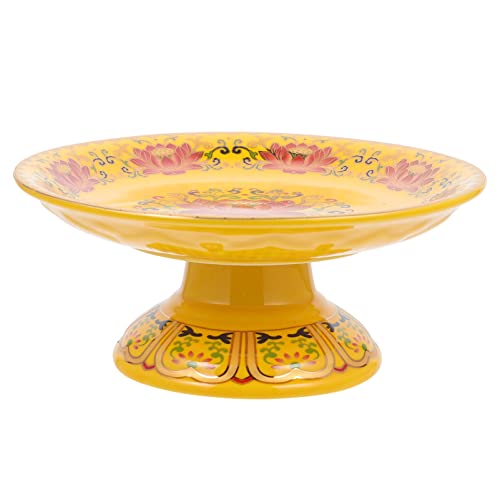 Buddhist Plate Offering Bowls Tray: Fruit Tray Food Dessert Snack Blessing Fruit Tray Ceramics Bowl for Altar Use Rituals Incense Smudging Decoration