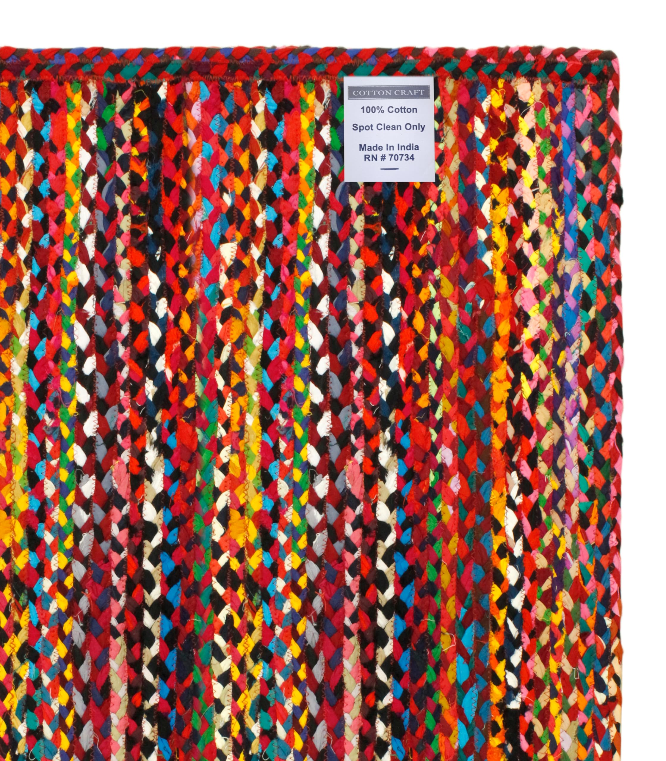 COTTON CRAFT Cotton Chindi Braid Rag Rug - Boho Farmhouse Rustic Area Accent Throw Rug - Handwoven Reversible Natural Recycled Cotton - Living Room Den Study Home Décor Gift - 2' x 3' - Multi Color