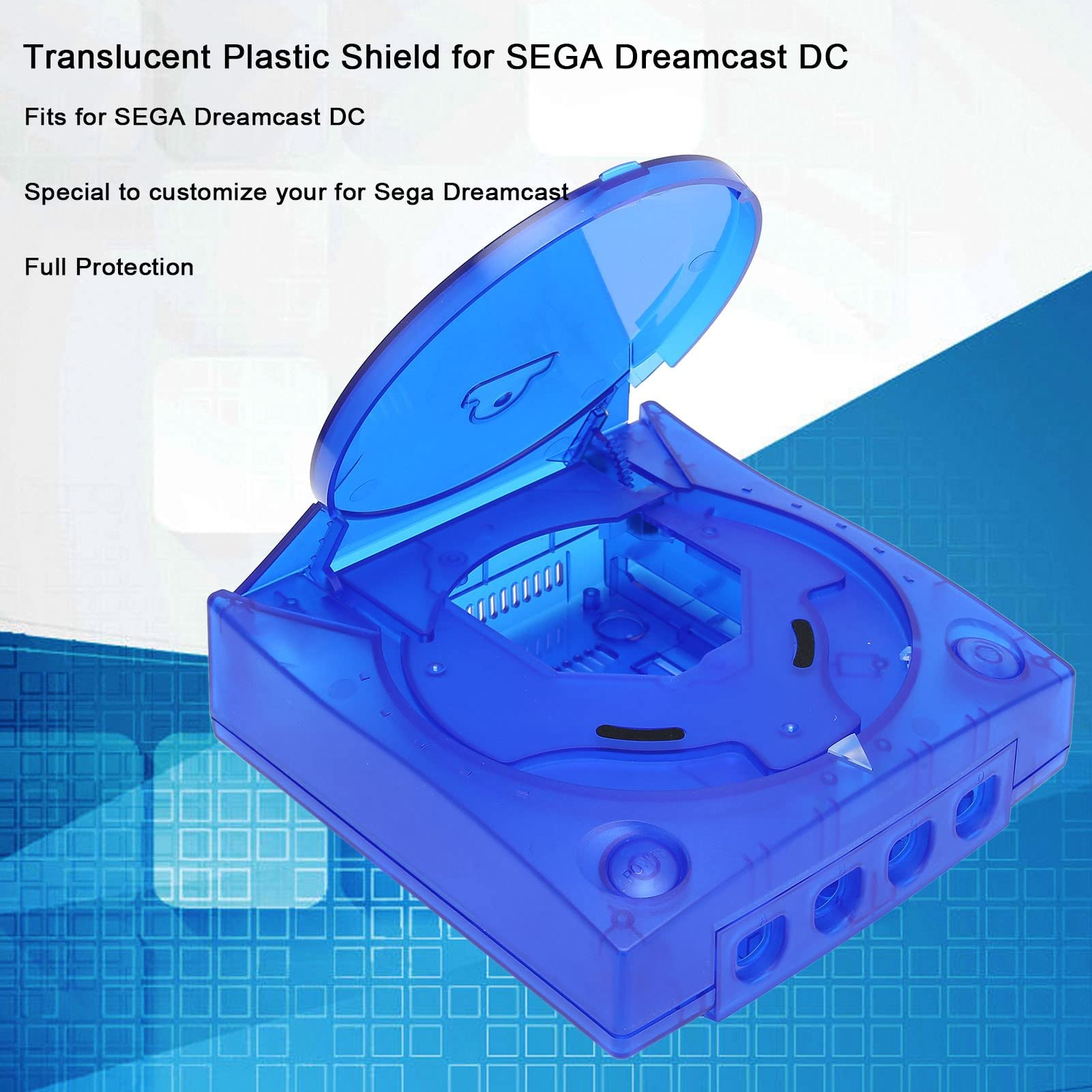 Translucent Plastic, Scratch Resistant Blue Shock Absorption Plastic Housing Shell for SEGA Dreamcast DC