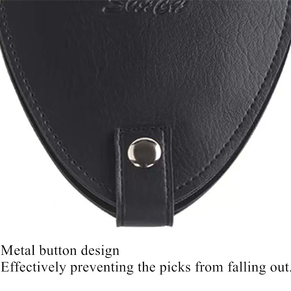 Guitar Pick Holder Case for Acoustic Electric Guitar, Variety Pack Picks Storage Pouch Box, PU Leather Guitar Plectrums Bag, Gift for Guitar Players (Case Only)