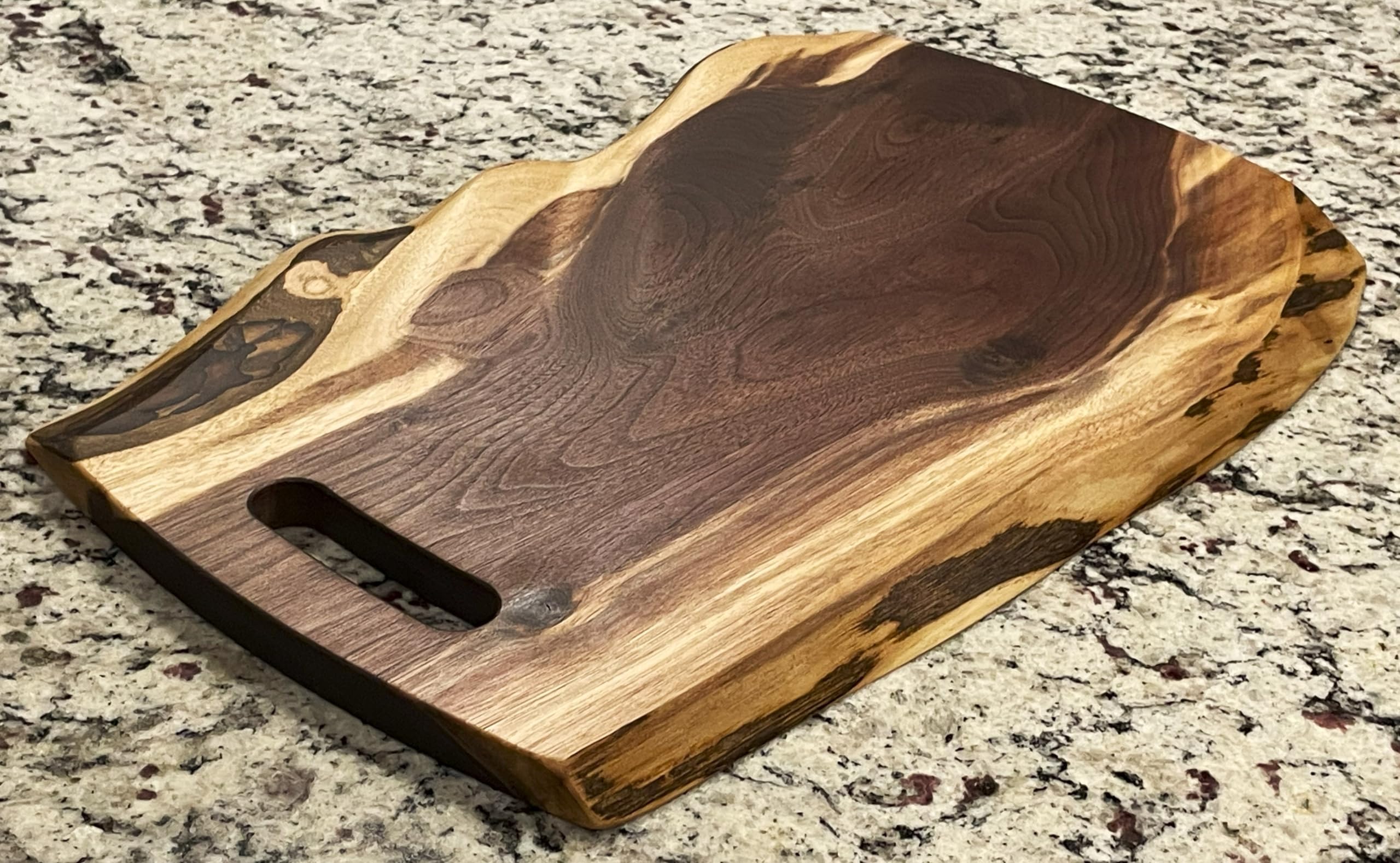 Black Walnut Gorgeous, Unique, Forest-to-Table Double Live-Edge Wood Charcuterie/Appetizer/Dessert/Grazing/Cheese/Cutting Board 20" x 12.5".