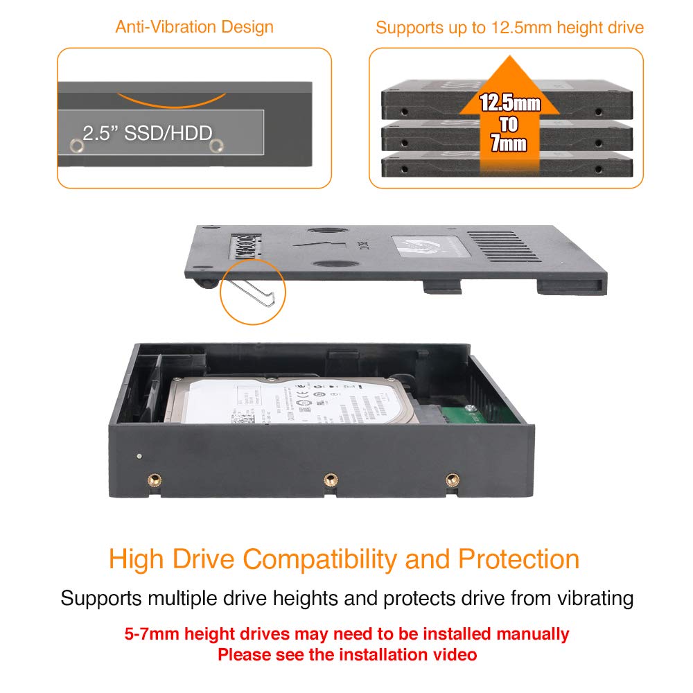 ICY DOCK 2.5 inch to 3.5 inch SATA HDD & SSD Mounting Kit for Internal 3.5" Drive Bay with Removable Cover | EZConvert Lite MB882SP-1S-2B