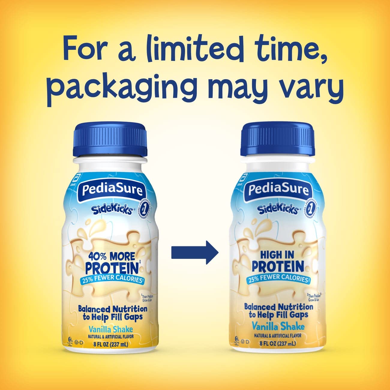 PediaSure SideKicks Nutrition Shake for Kids, Vanilla, 8 fl oz (Pack of 24)