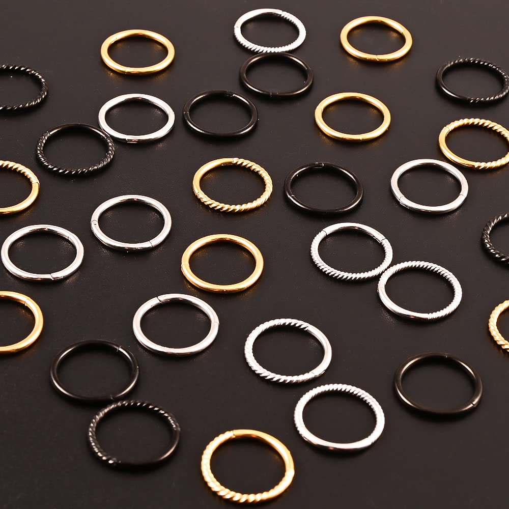 Atomhole 10 Ear Rings Set Hypoallergenic Stainless Steel Ear Gauges 2g 0g Plugs for Ears Body Piercing Jewelry (5 Basic + 5 Spiral, Silver)