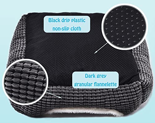 Dog Bed for Small Dogs,Cute Cat Bed for Indoor Cats,Washabel Super Soft Durable Kitten Bed and Puppy Bed, Anti-Slip & Water-Resistant Bottom,Luxury Square Grey Small aninal Bed