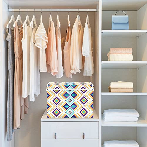 CaTaKu Aztec Tribal Ethnic Storage Bins with Lids and Handles, Fabric Large Storage Container Cube Basket with Lid Decorative Storage Boxes for Organizing Clothes