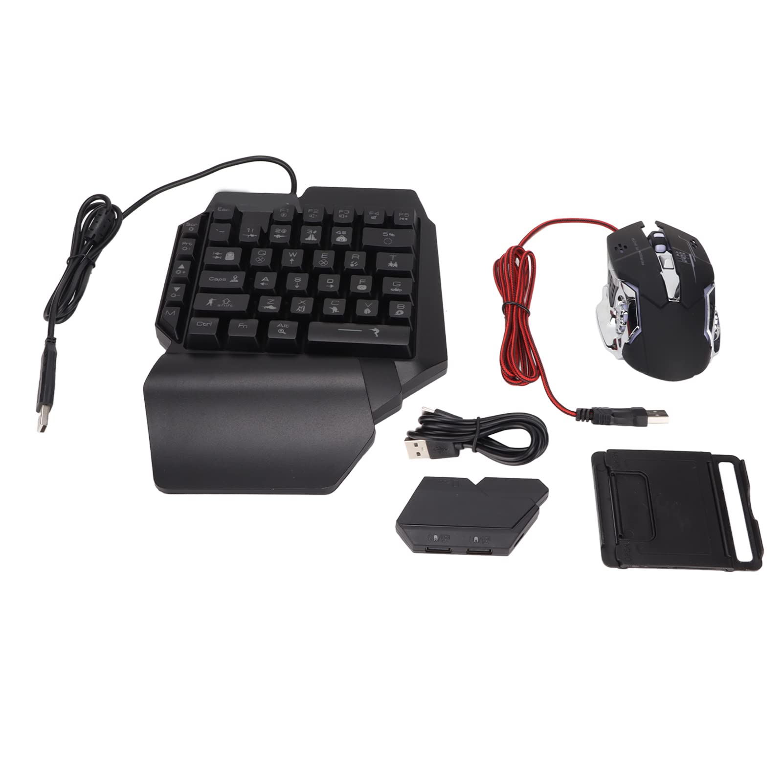 Zyyini Gaming Keyboard Mouse Holder,Converter with Fast Charge Interface, Support 5V/2A Output, RGB Gradient USB One Handed for Android, for OS Below 13.4(Mix SE Automatic Pressure Gun Set)