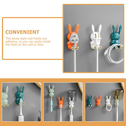 Cabilock 4pcs Adorable Rabbit Nail Free Hook Decorative Wall Hook Utility Hooks Wall Razor Holder Purse Key Holder Hook Towel Hanger Wall Hooks Decorative Wall-Mounted Bag Holder Child abs
