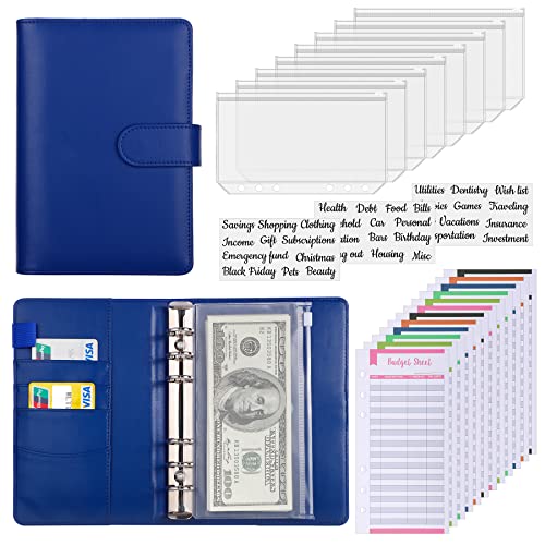Antner Budget Binder with Zipper Envelopes, Money Saving Binder with Expense Sheets for Budgeting, Money Organizer Planner for Cash, A6 Budget Book with Cash Envelopes for Savings Binder, Purple