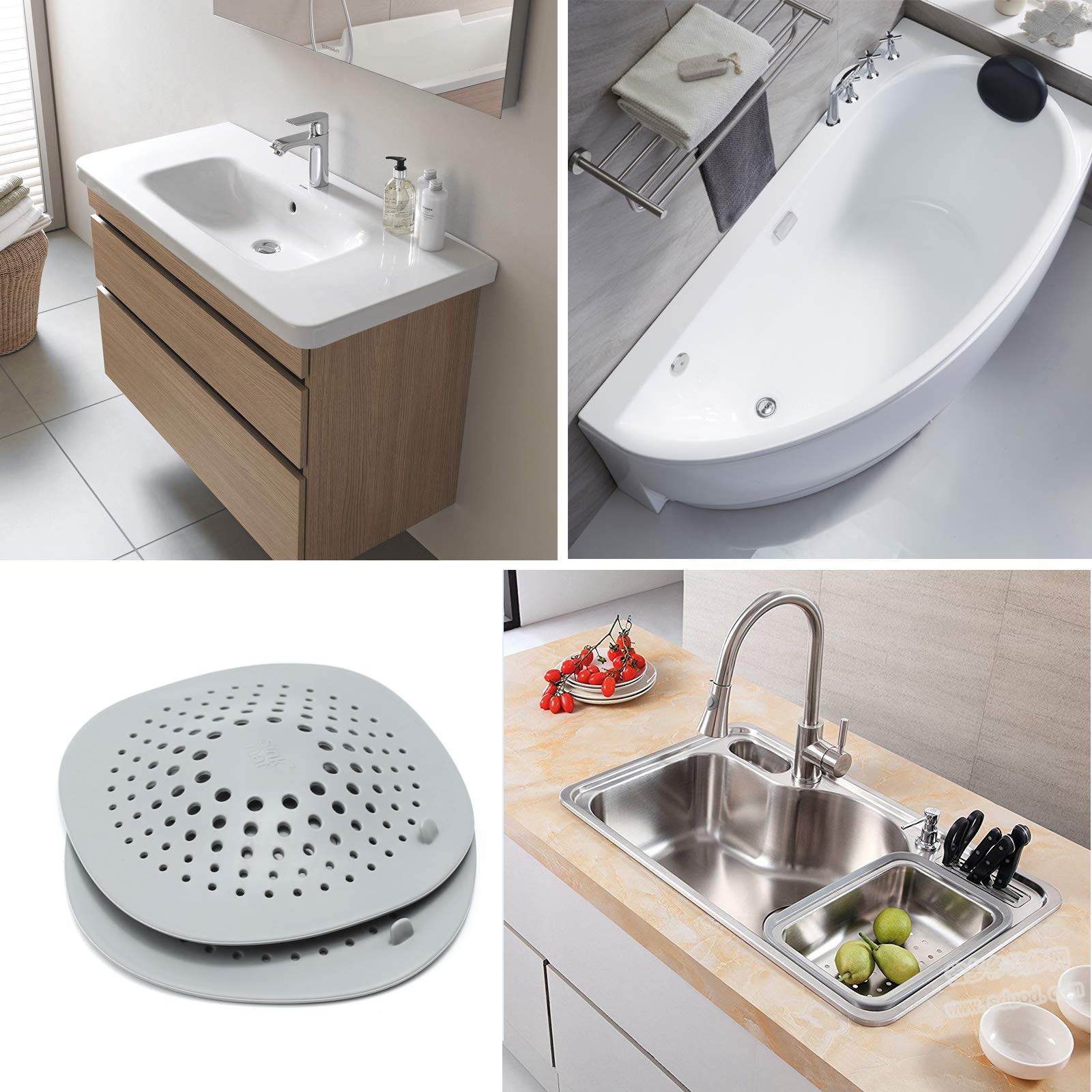 CADUFUELLY 2 Pack Hair Catcher Sink Filter Strainer Drain Stopper for Shower Silicone Hair Stopper, Sink Strainer Filter, Flat Strainer Stopper with Suction Cups for Bathroom, Kitchen, Bathtub