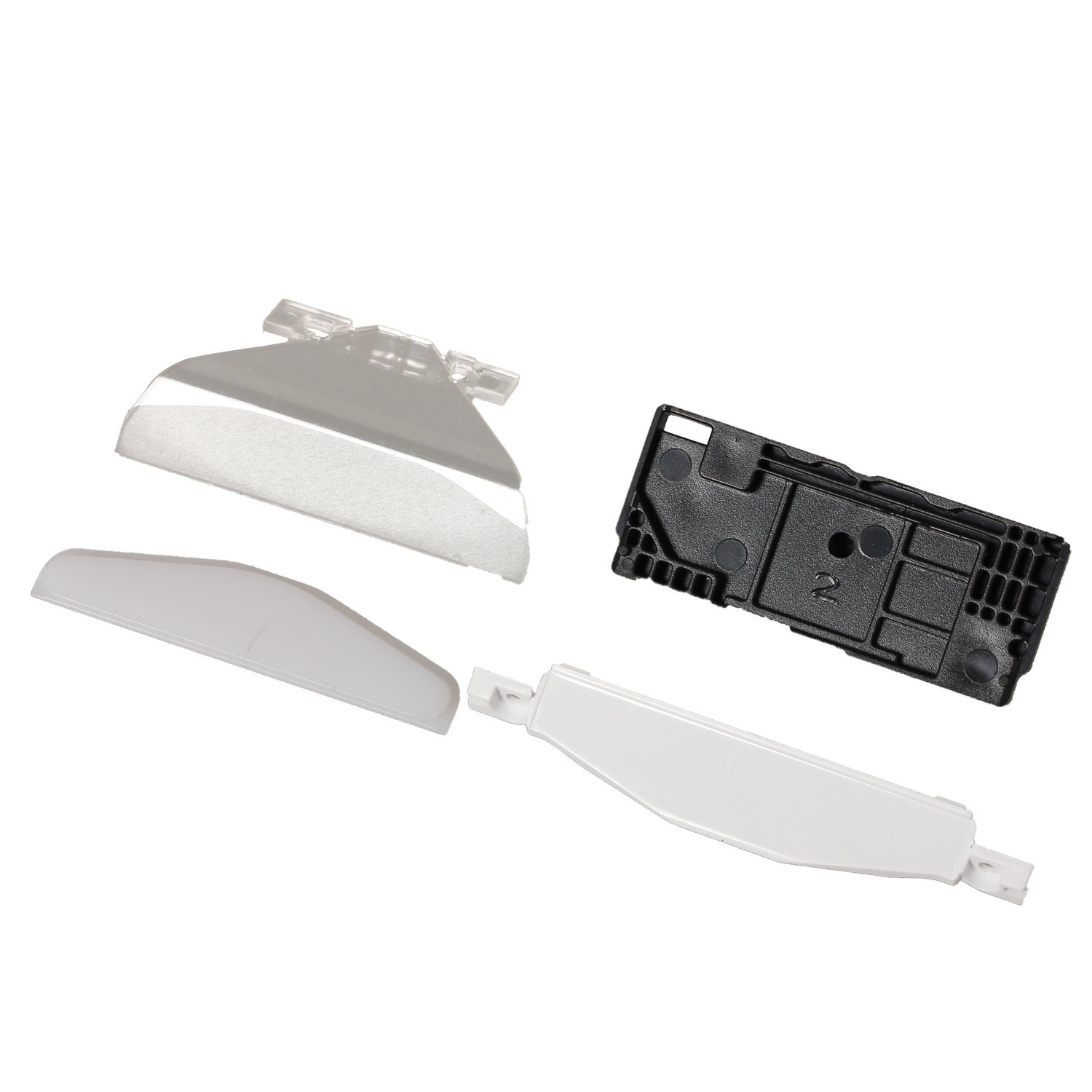 eJiasu LED Light Bar Cover, Replacement White Repair Part,Transparent Triangular Battery Cover, Touch Pad Internal Support Part for PS4 Handle Controller (1 Set)