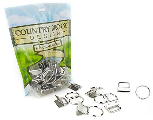 Country Brook Design - 1 Inch Key Chain Fob Wristlet Hardware Sets with Key Ring (Pack of 50)