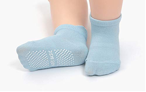 Toptim Baby Socks Toddler Non-skid Socks for Infant Boy Girl and Kids (Solid Colors 12-Pairs, 0-12M)