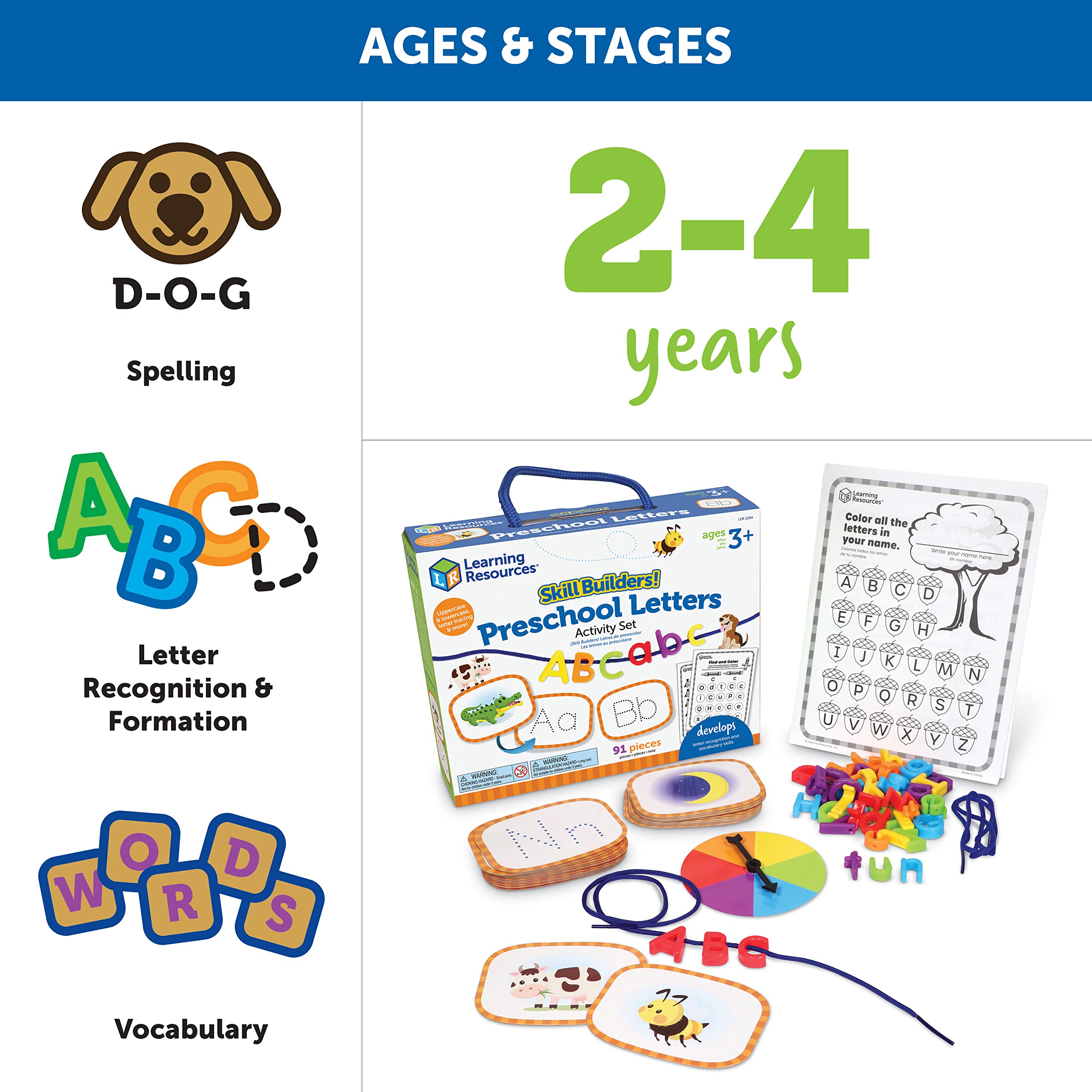 Learning Resources Skill Builders! Preschool Letters - 91 Pieces, Ages 3+ Toddler Learning Activities, Preschool Learning Materials, Homeschool Preschool Supplies, Alphabet Learning for Preschool