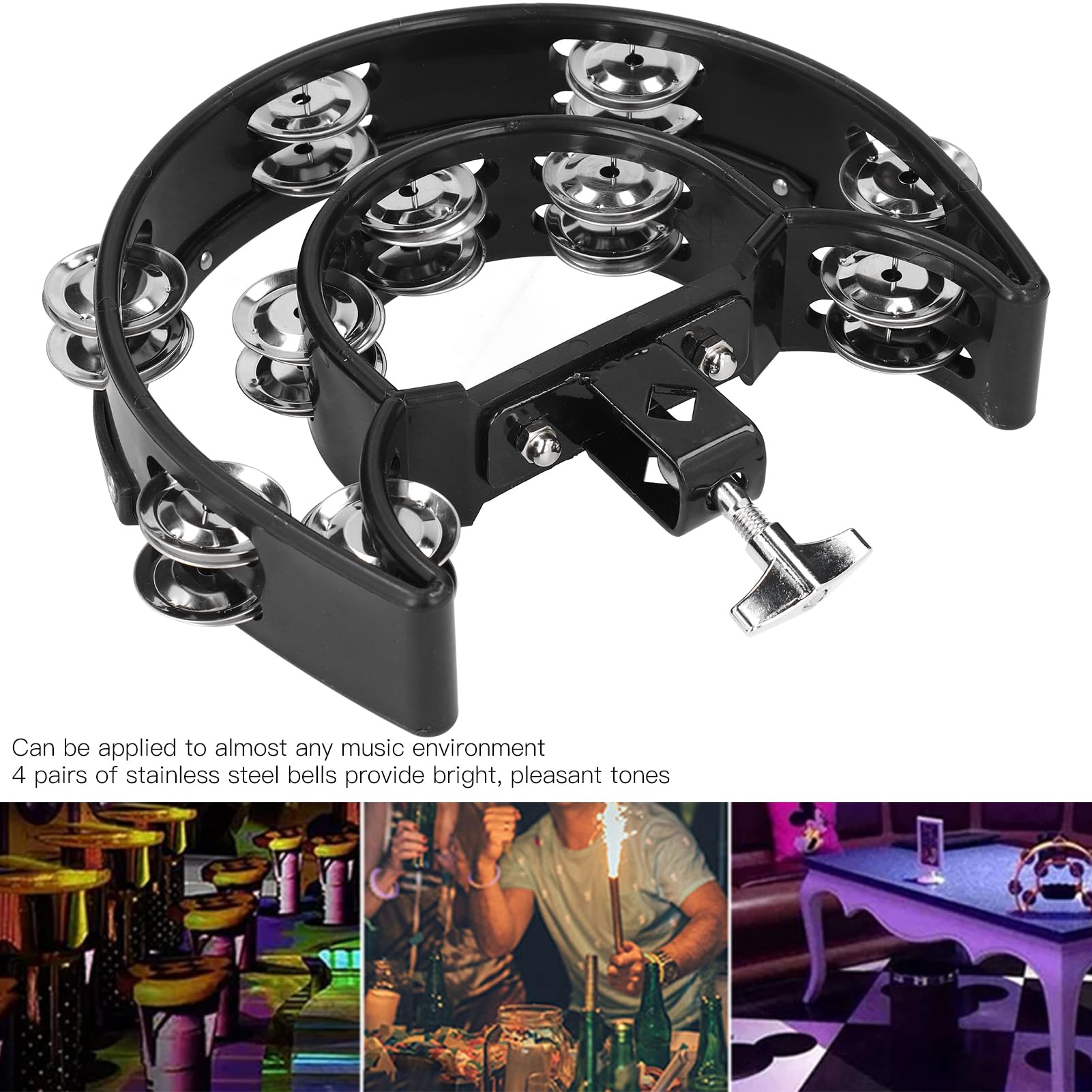 Hi Hat Bell Portable Hi Hat Tambourine for Guitarists for Friends Gathering,Hands on the piano