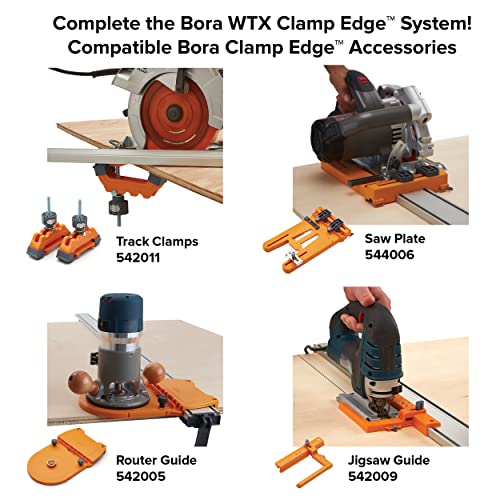 Bora 100β WTX Ruled Clamp Edge Saw Guide for Woodworking, Contractors, Carpenters and DIY, Guide for Circular Saws, 100 Inch Cutting Length, 545100