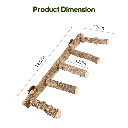 CheeFun Bird Perch: Nature Wood Parrot Stand for Small Animal - Pet Bird Cage Ladder Chew Toys