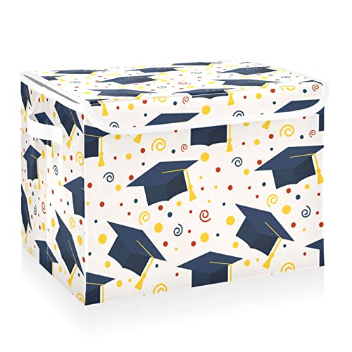 CaTaKu Cartoon Dots Colorful Storage Bins with Lids and Handles, Fabric Large Storage Container Cube Basket with Lid Decorative Storage Boxes for Organizing Clothes
