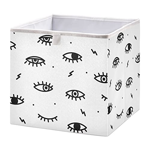 CaTaKu Geometric Eyes Storage Bins 11 Inch Fabric Storage Baskets for Shelves Foldable Storage Baskets for Organizing Decorative Large Closet Organizers Cubes