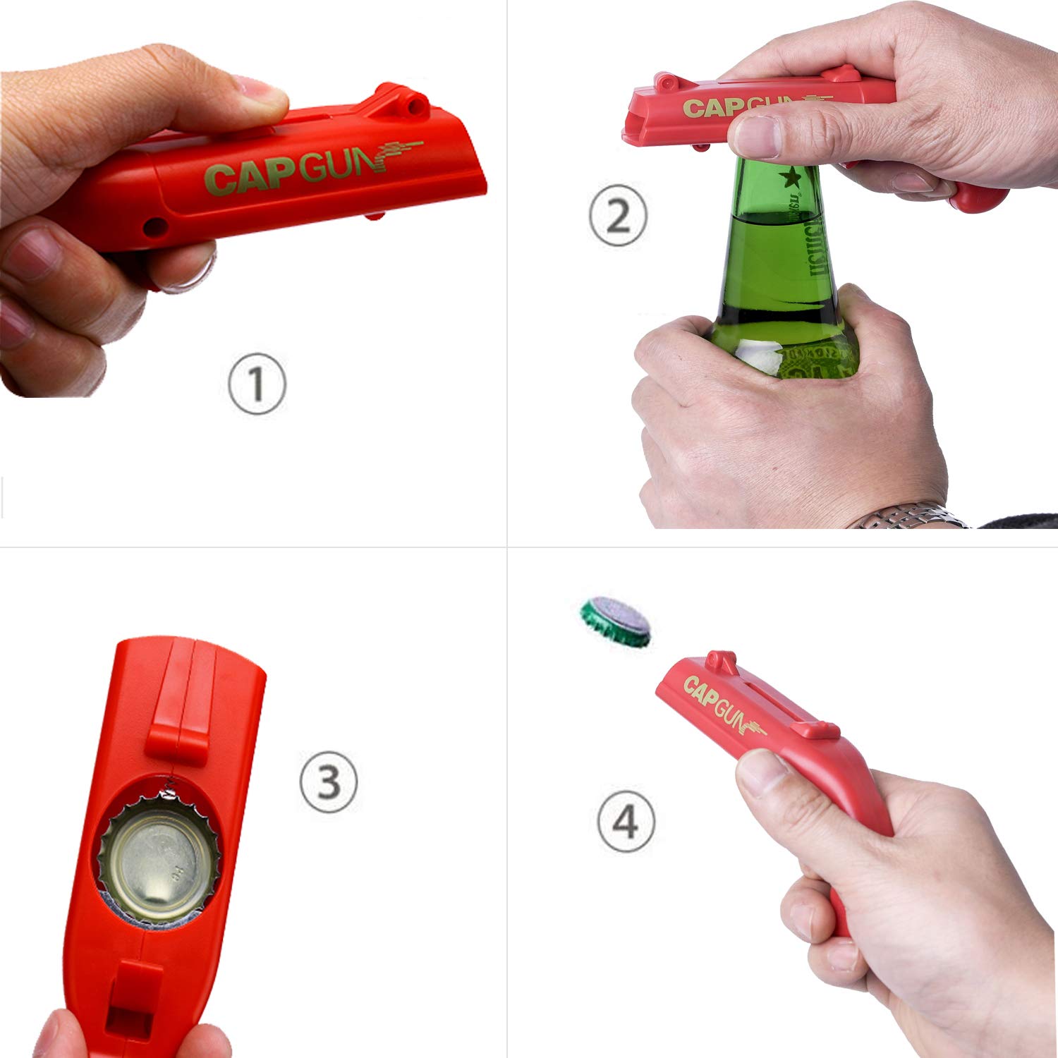 Bottle Opener,Funny Launcher Shooter Bottle Opener for Creative Game,Family Party,Bar ,Outdoor Barbecue,Plastic(Black&Blue)