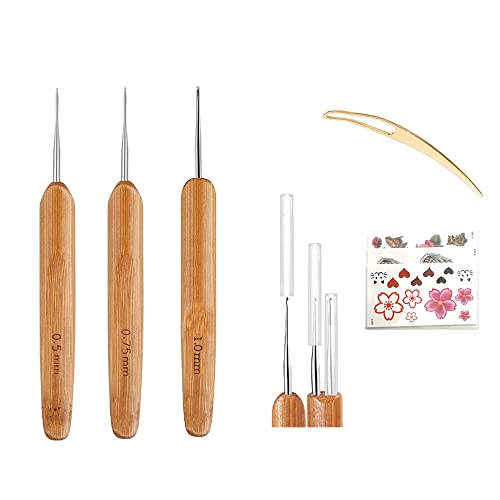 Dreadlocks Crochet Hooks 3pcs/Set ďźBraid Hair Dreadlocks Needle ďźDreadlock Crochet Hook Tool Weaving Needle Tool ďźLocs Crochet Needle ďź3 Pieces 1 Hook /0.5mm+0.75mm+1mm)