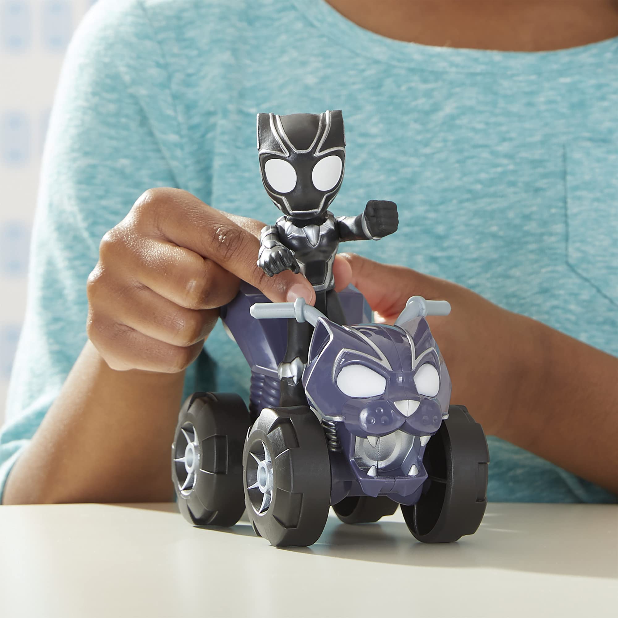 Marvel Spidey and His Amazing Friends Black Panther Action Figure and Panther Patroller Vehicle, for Kids Ages 3 and Up