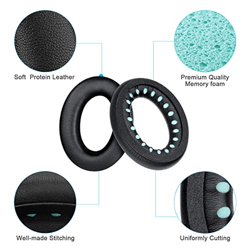 ELZO Replacement Ear Pads Cushions, Earpads for Bose QuietComfort 45 (QC45) Headphones, Premium Softer Leather, High-Density Noise Cancelling Foam, Added Thickness - Black