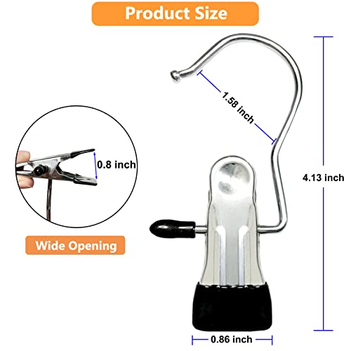 Boot Hangers for Closet, 12 Pack Hanging Clips Hook Clothes Pins for Laundry, Hanger Clips Towel Clips Boot Organizer for Home and Travel, Clothespins Clip Hangers for Pants Hats Socks Gloves