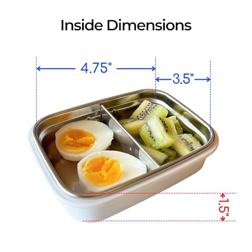 Innobaby Keepin' Fresh Stainless Steel Divided Bento Snack Box with Lid for Kids and Toddlers BPA Free, 5.9" x 4.7" x 1.8" inches.,11 oz. Pink