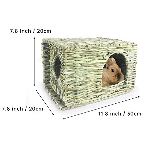 Bunny Grass House - Hand Crafted Natural Rabbit Hideout & Nesting Box, Foldable & Comfortable Bed Cage for Small Animals, Hamster, Guinea Pig, Chinchilla, Hedgehog (Medium - Suit for 1 Adult Rabbit)