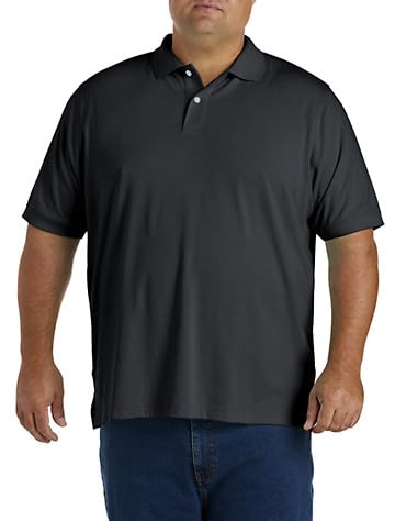 DXL Big and Tall Essentials Jersey Polo Shirt, Black, 2XLT