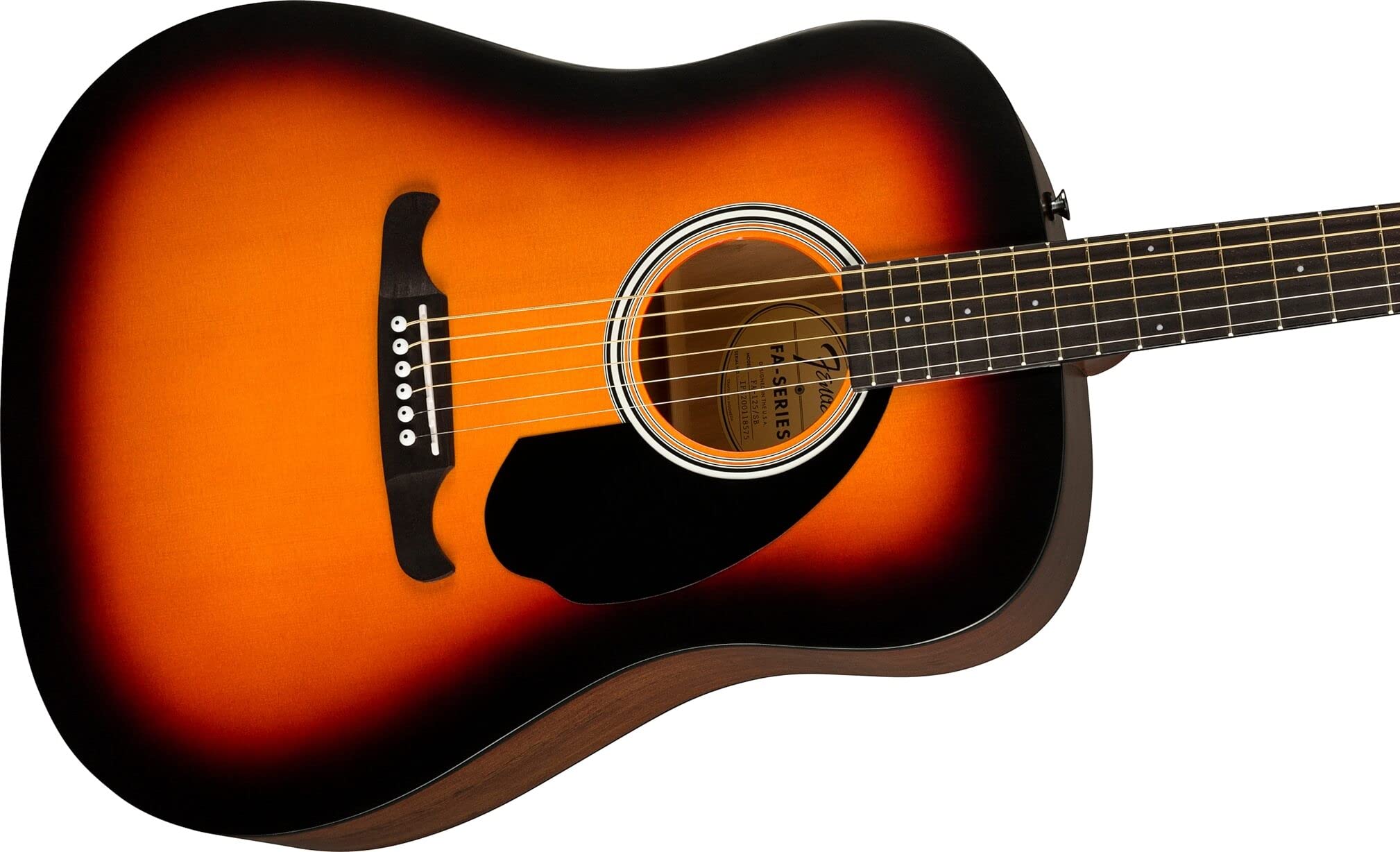 Fender DE FA-125 Dreadnought Acoustic Guitar Pack, 3-Color Sunburst, with Gig Bag and Accessories