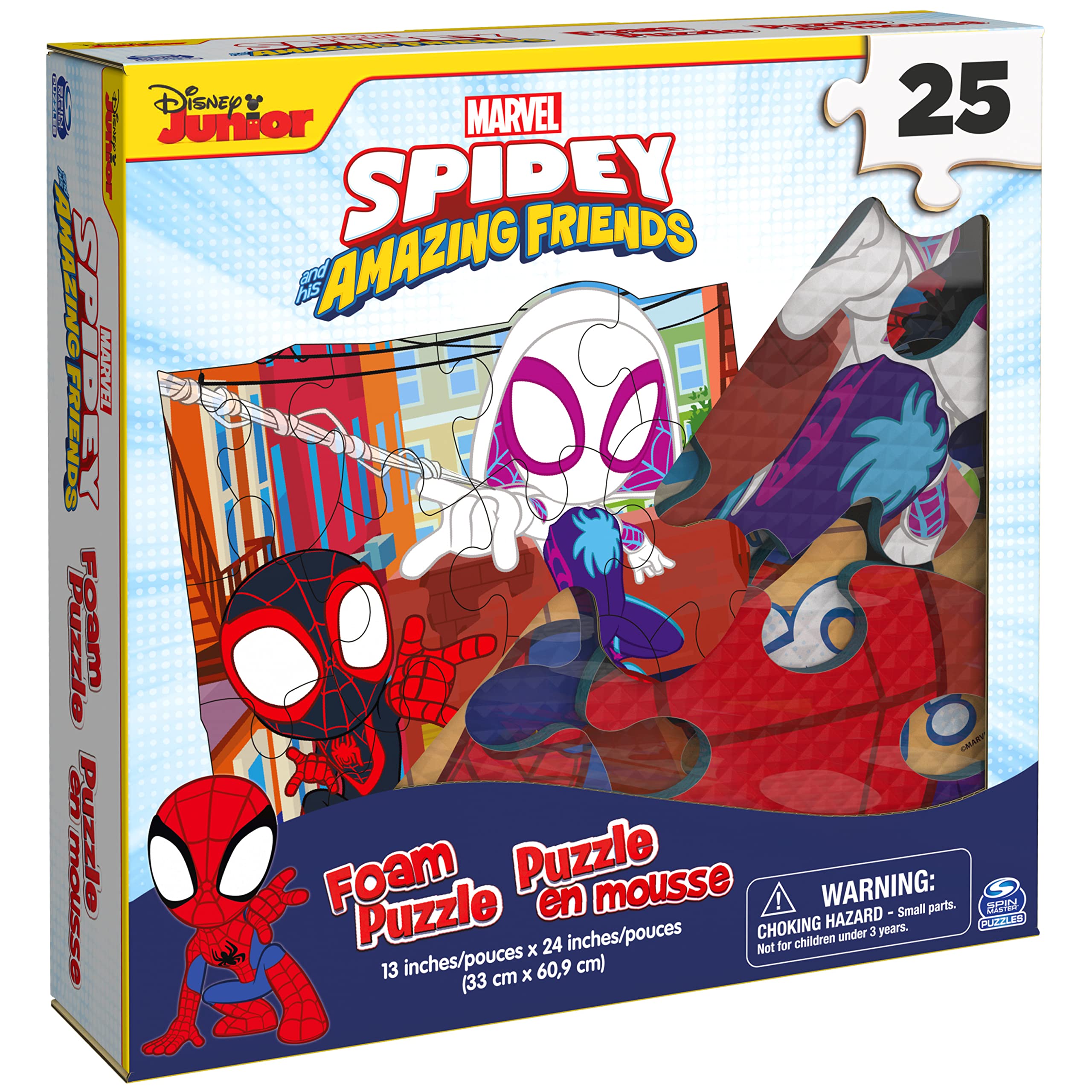 Marvel, 25-Piece Jigsaw Foam Squishy Puzzle Go Spidey! Disney Junior Spidey and his Amazing Friends Show, for Kids Ages 4 and up