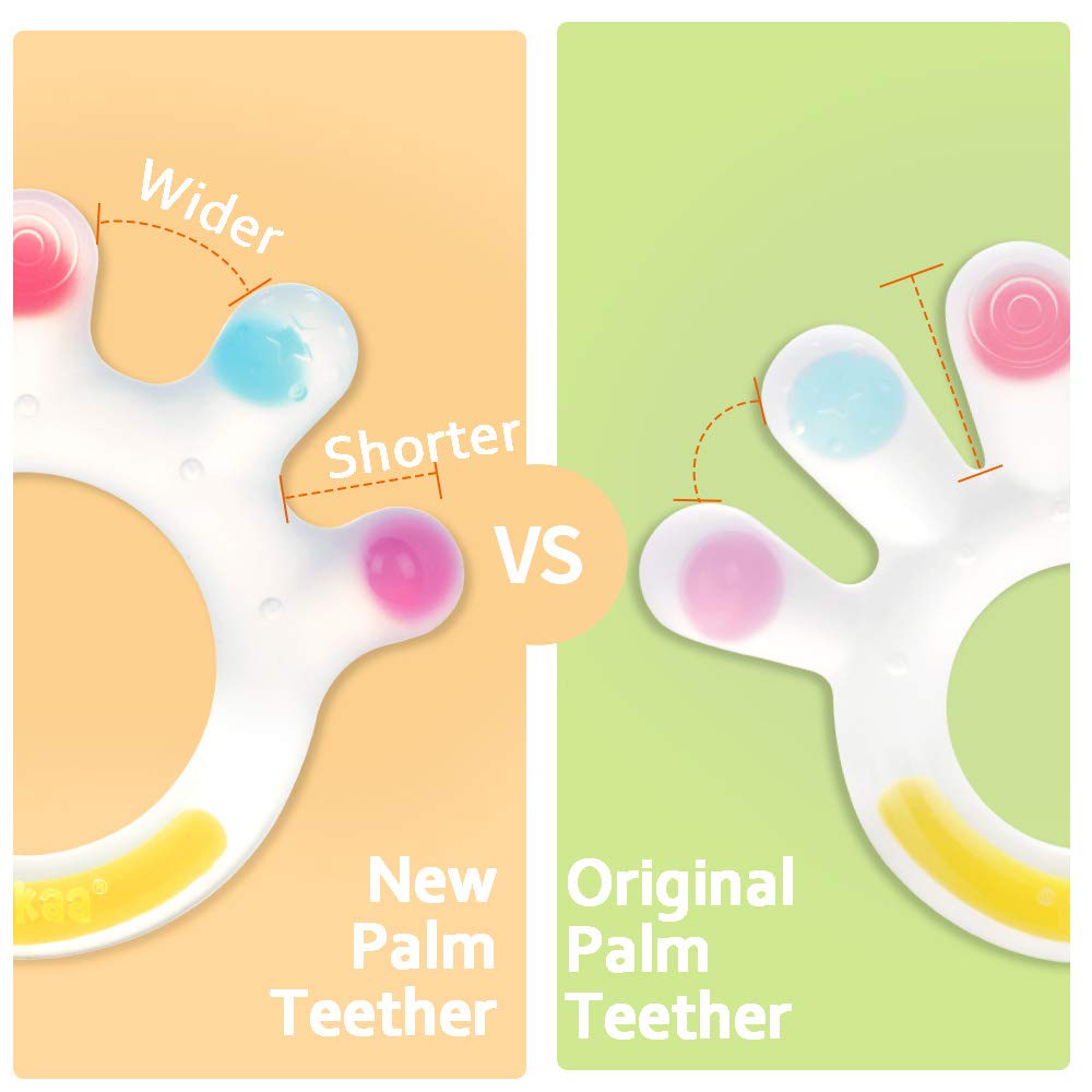 haakaa Baby Teethers Toys Baby Teething Toys for Babies Silicone New Palm and Ferris Wheel Teethers Combo Soft Baby Sensory Toys, Teething Pain and Itching Gums, BPA Free, 3m+, 2 pcs