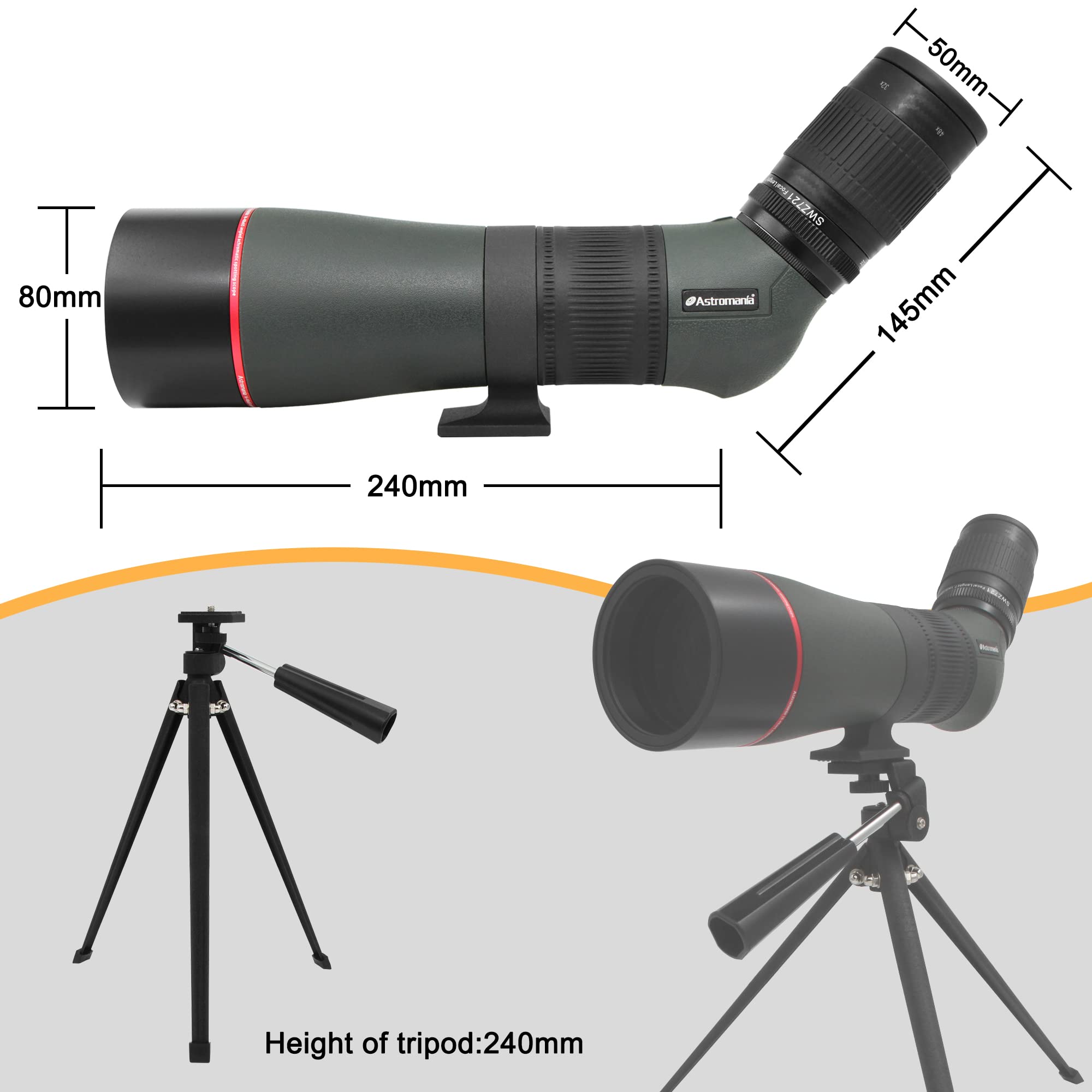 Astromania 16-48x65AE 45 Degree Angled Spotting Scope with Tripod, Carry Bag, Scope for Camping Bird Watching Wildlife Scenery