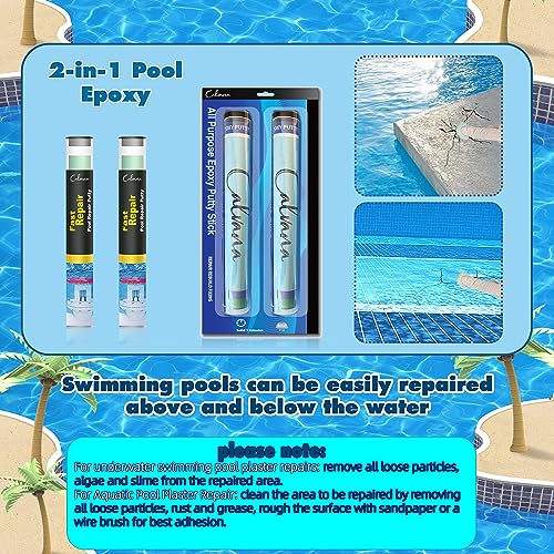 Calvana (2-Pack) 4-oz All Purpose Epoxy Putty Stick | Pool Patch, Pool Bounding Kit β A Quick and Permanent Repair Solution for Pool Light, Pool Tile, Skimmer, and Plumbing leaks β Work Like Magic