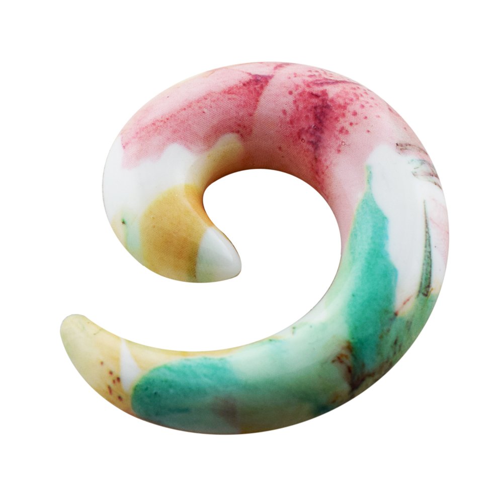 AtoZ Piercing 00 Gauge - 10MM Colorful Floral UV Acrylic Spiral Taper Stretchers Ear Plug - Sold by Piece