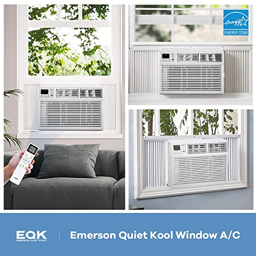 Emerson Quiet Kool 15,000 BTU 115V Window Air Conditioner with Remote Control, Cools Rooms up to 700 Sq.Ft. with 24H Timer, 3-Speeds, Quiet Operation and Auto-Restart