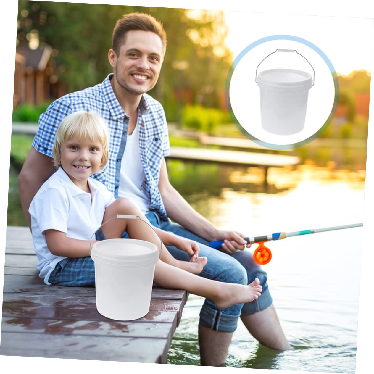 Buckets 2pcs Water L Home White Industrial Portable Container Purpose Bucket Paint Lid Pail for All with Plastic Use Outdoor Handle and Containers with Lids