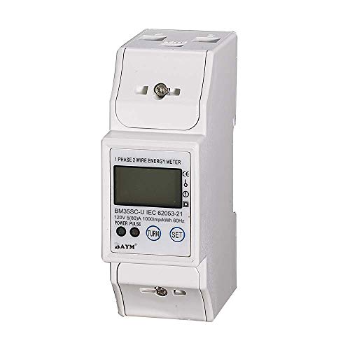 BAYM® 5(80) A 120V 60HZ Single Phase Din Rail Digital Modbus Smart Remote KWH Watt Hour Din-Rail Energy Meter LCD with Button 80A
