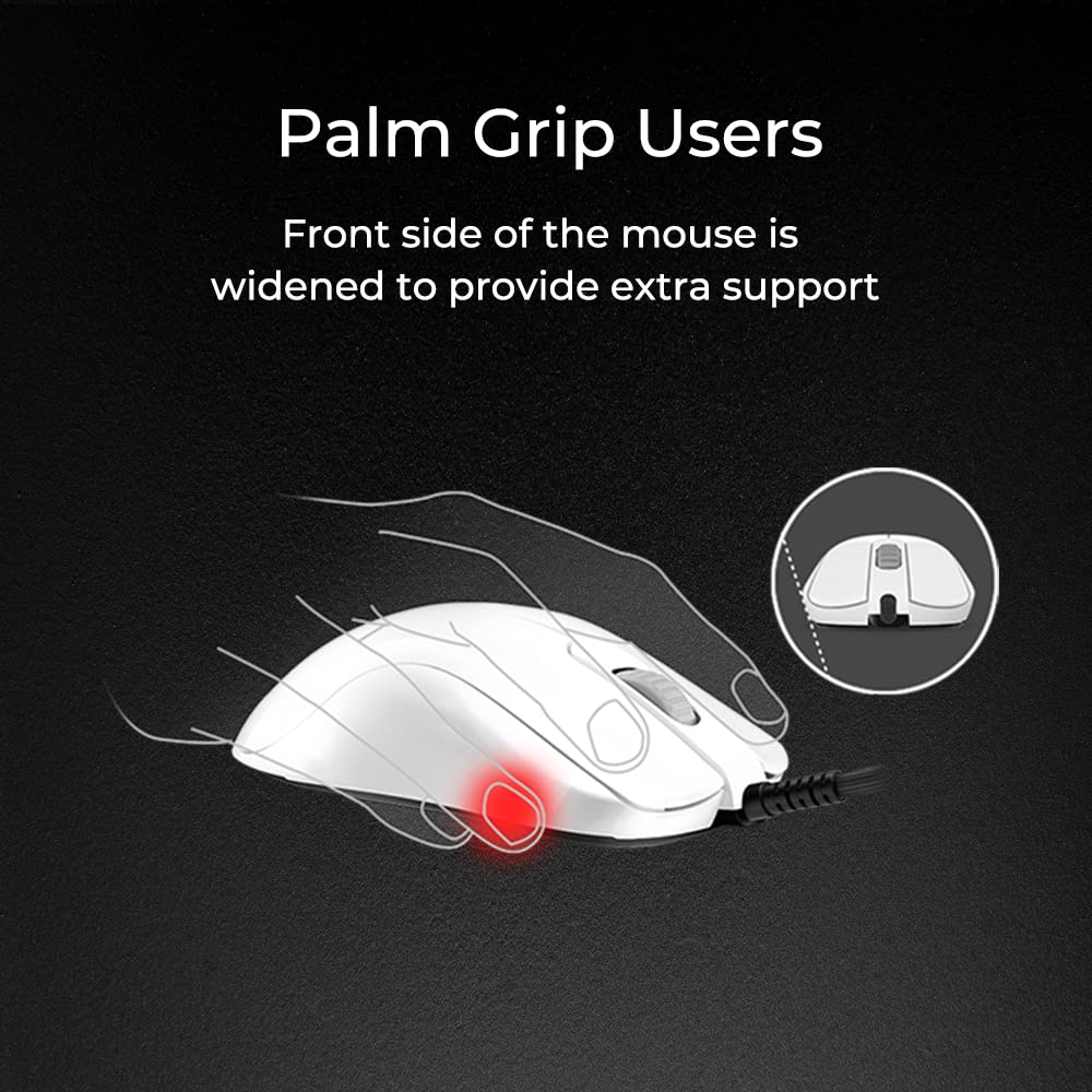 BenQ Zowie FK2-B Special Edition V2 White Symmetrical Gaming Mouse for Esports |Regular Weight | Paracord Cable & 16-Step Scroll | Driverless | Glossy Coating | Medium Size