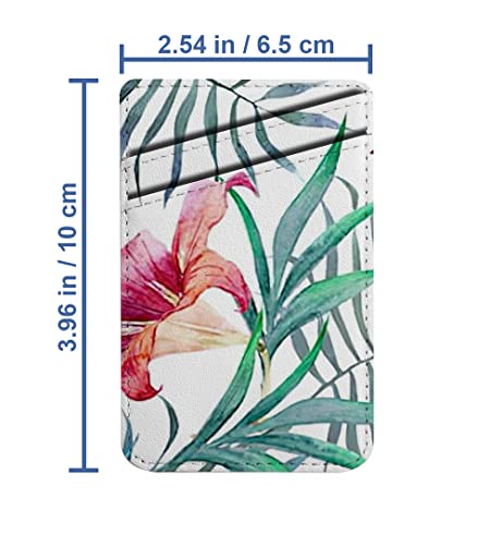 Diascia Pack of 2 - Cellphone Stick on Leather Cardholder ( Flowers Watercolor Lily Tropical Pattern Pattern ) ID Credit Card Pouch Wallet Pocket Sleeve