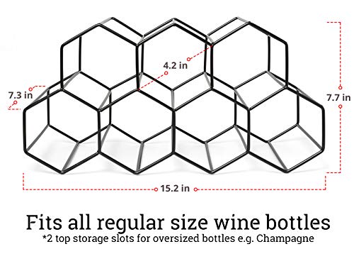 Countertop Wine Rack - 9 Bottle Wine Holder for Wine Storage - No Assembly Required - Modern Black Metal Wine Rack - Wine Racks Countertop - Small Wine Rack - Wine Bottle Storage - Tabletop Wine Rack